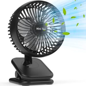 6'' clip on fan,10000mah battery operated desk fan,360° rotation stroller fan,max 53h working time rechargeable usb fan,4 speeds personal fan with sturdy clamp for golf cart office outdoor treadmill