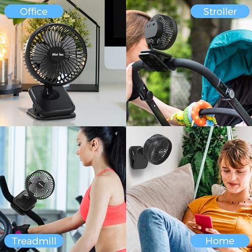 6'' Clip On Fan,10000mAh Battery Operated Desk Fan,360° Rotation Stroller Fan,Max 53H Working Time Rechargeable USB Fan,4 Speeds Personal Fan with Sturdy Clamp for Golf Cart Office Outdoor Treadmill