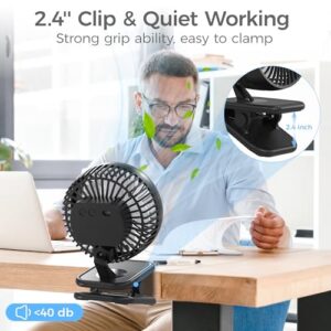 6'' Clip On Fan,10000mAh Battery Operated Desk Fan,360° Rotation Stroller Fan,Max 53H Working Time Rechargeable USB Fan,4 Speeds Personal Fan with Sturdy Clamp for Golf Cart Office Outdoor Treadmill