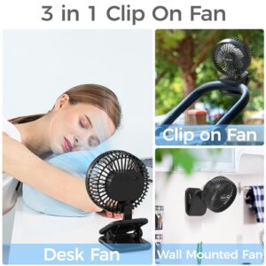 6'' Clip On Fan,10000mAh Battery Operated Desk Fan,360° Rotation Stroller Fan,Max 53H Working Time Rechargeable USB Fan,4 Speeds Personal Fan with Sturdy Clamp for Golf Cart Office Outdoor Treadmill