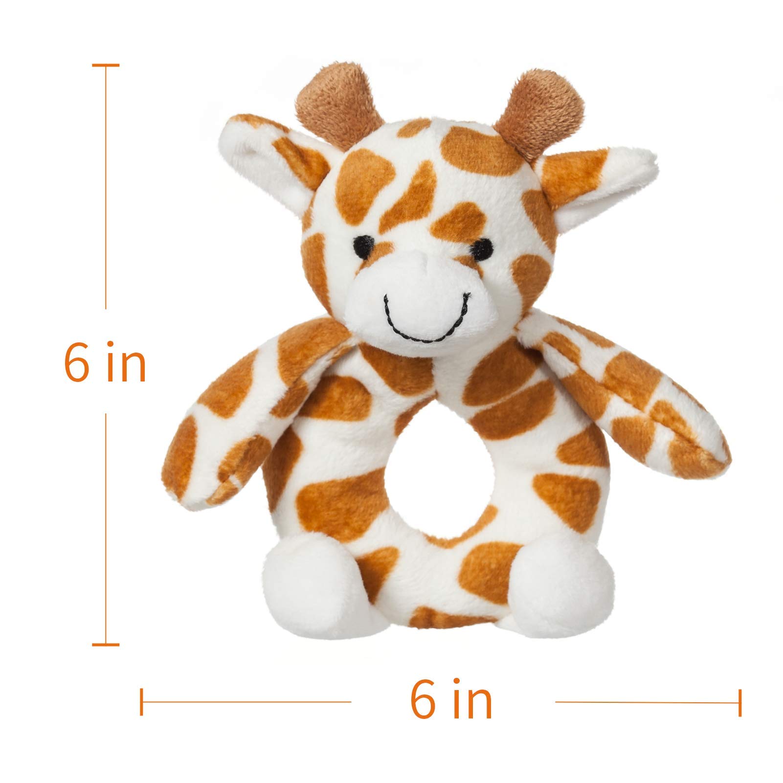 Apricot Lamb Baby Lovey Giraffe Soft Rattle Toy, Plush Stuffed Animal for Newborn Soft Hand Grip Shaker Over 0 Months (Yellow Giraffe, 6 Inches)