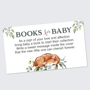 set of 50 oh deer books for baby shower request cards, baby shower book request card, woodland baby shower invitations