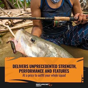 Savage Gear 7'2" Squad Inshore Spinning Rod, 1-Piece Saltwater Rod with Rod Hook Keeper, 24-Ton High Modulus Carbon Blank