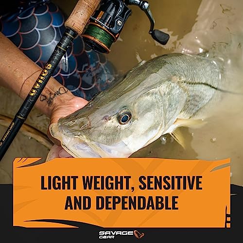 Savage Gear 7'2" Squad Inshore Spinning Rod, 1-Piece Saltwater Rod with Rod Hook Keeper, 24-Ton High Modulus Carbon Blank