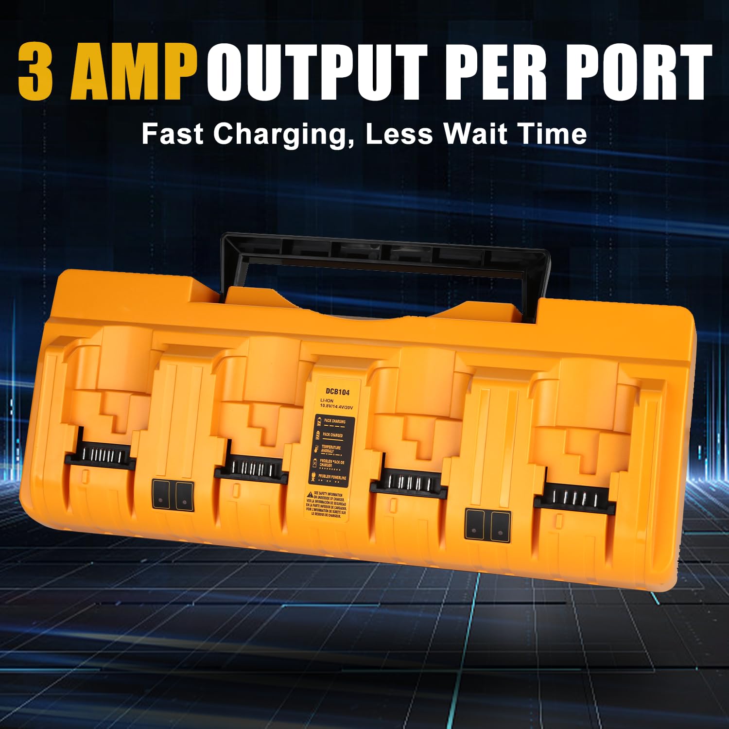 Bakipante DCB104 20V Quick Charger Replacement for Dewalt 4-Port12V~20V MAX Multi Battery Charger Station Fast Charger DCB118 Compatible with Dewalt Batteries DCB203 DCB204 DCB206 DCB201