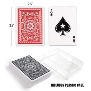 LotFancy Waterproof Playing Cards, 100% Plastic, 2 Decks of Cards with Cases, for Pool Beach Water Card Games, Magic Trick Props, Poker Size Standard Index, Black & Red