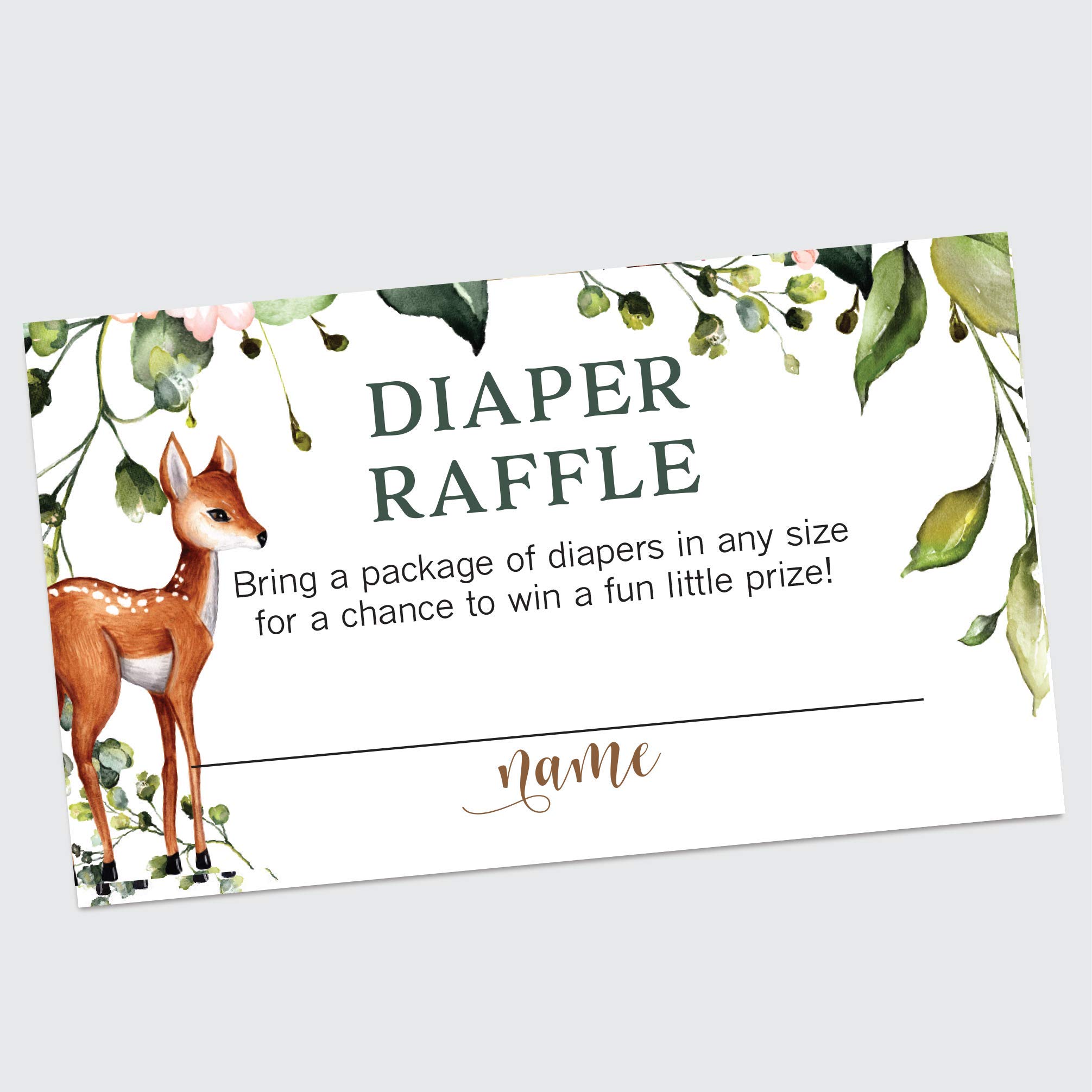 Set of 50 Oh Deer! Theme Diaper Raffle Cards, Diaper Raffle Cards for Baby Shower, Diaper Raffle Tickets for Woodland Baby Shower