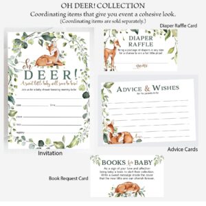 Set of 50 Oh Deer! Theme Diaper Raffle Cards, Diaper Raffle Cards for Baby Shower, Diaper Raffle Tickets for Woodland Baby Shower