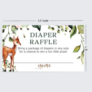 Set of 50 Oh Deer! Theme Diaper Raffle Cards, Diaper Raffle Cards for Baby Shower, Diaper Raffle Tickets for Woodland Baby Shower