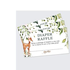 Set of 50 Oh Deer! Theme Diaper Raffle Cards, Diaper Raffle Cards for Baby Shower, Diaper Raffle Tickets for Woodland Baby Shower