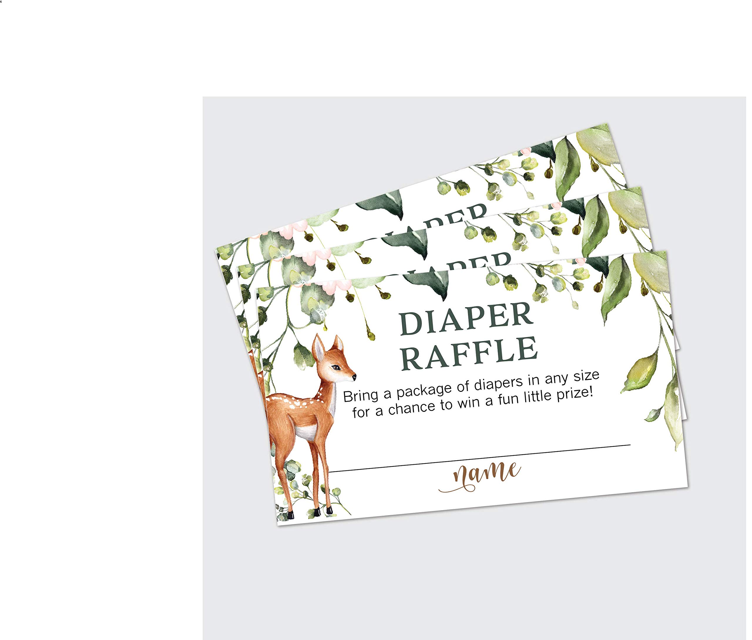 Set of 50 Oh Deer! Theme Diaper Raffle Cards, Diaper Raffle Cards for Baby Shower, Diaper Raffle Tickets for Woodland Baby Shower