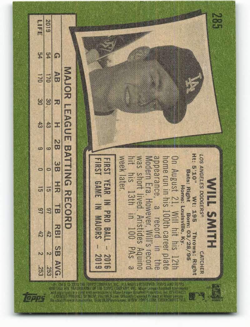 2020 Topps Heritage #285 Will Smith Los Angeles Dodgers Baseball Card