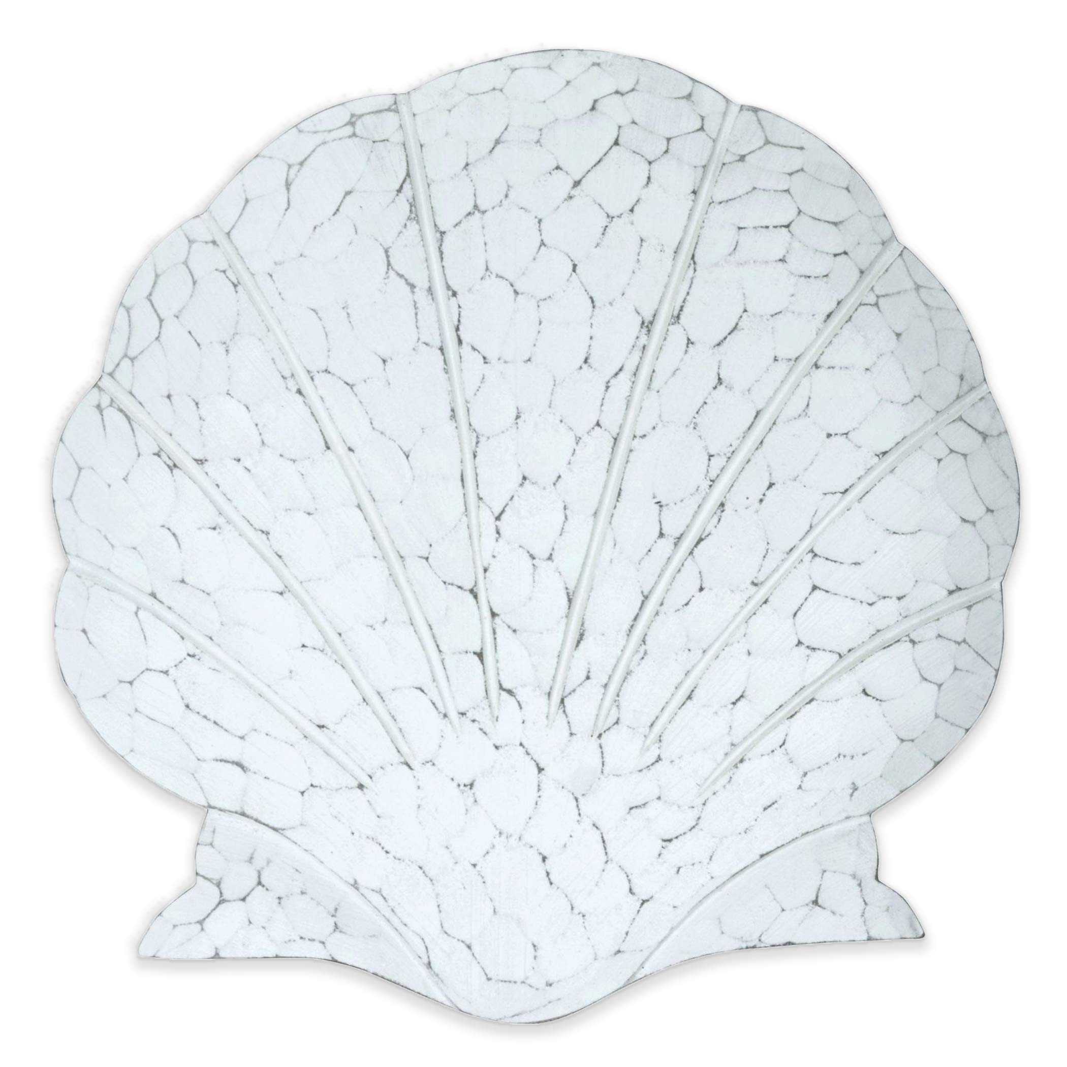 T.I. Design Hand-Carved Coastal White Scallop Shell Beach Wall Decor