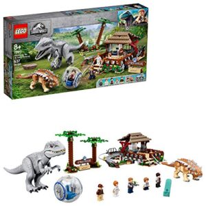 lego jurassic world indominus rex vs. ankylosaurus 75941 awesome dinosaur building toy for kids, featuring jurassic world character minifigures for hours of creative fun (537 pieces)