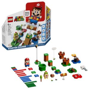 lego super mario adventures with mario starter course set, buildable toy game, birthday gift for super mario bros. fans and kids ages 6 and up with interactive mario figure and bowser jr., 71360