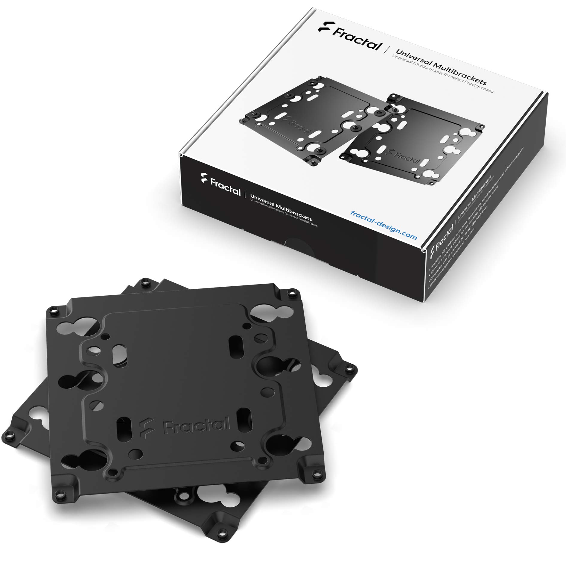 Fractal Design Universal Multibracket Mounting Adapter Kit - Mounts one 3.5"/2.5" HDD/SSD Drive or Water-Cooling Pump/Reservoir to a Standard 120 mm PC Case Fan Vent - Black (2 Pack)