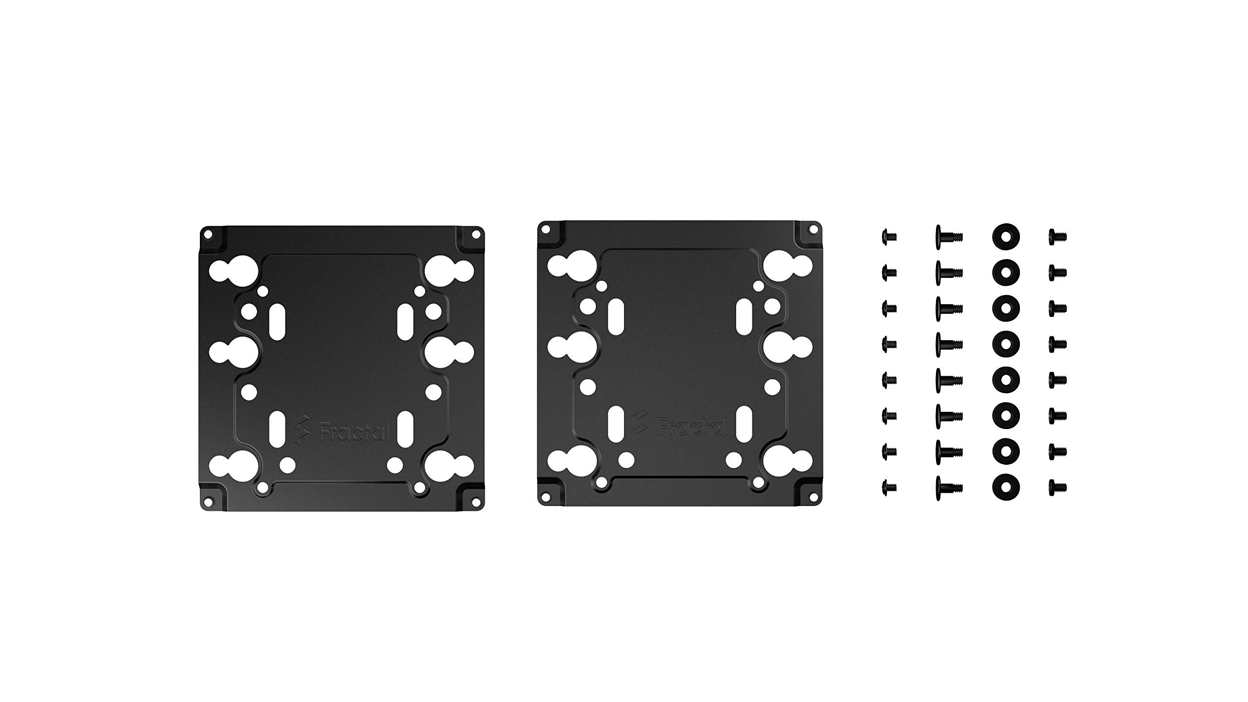 Fractal Design Universal Multibracket Mounting Adapter Kit - Mounts one 3.5"/2.5" HDD/SSD Drive or Water-Cooling Pump/Reservoir to a Standard 120 mm PC Case Fan Vent - Black (2 Pack)