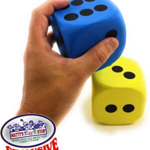 Deluxe Giant 3.15" EVA Foam Dice (Pack of 6) with Bonus Matty's Toy Stop Storage Bag