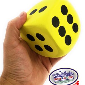 Deluxe Giant 3.15" EVA Foam Dice (Pack of 6) with Bonus Matty's Toy Stop Storage Bag