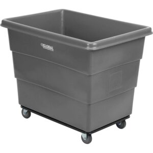 global industrial 16 bushel plastic bulk box truck, steel chassis base, gray, 42-3/5"l x 30" w x 35-3/5"h