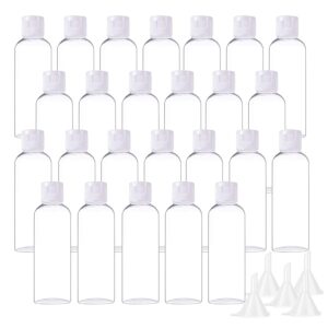 ysesoai 25pcs 2 oz clear plastic empty bottles travel containers with flip cap for toiletries liquids shampoo lotion conditioner (white cap)