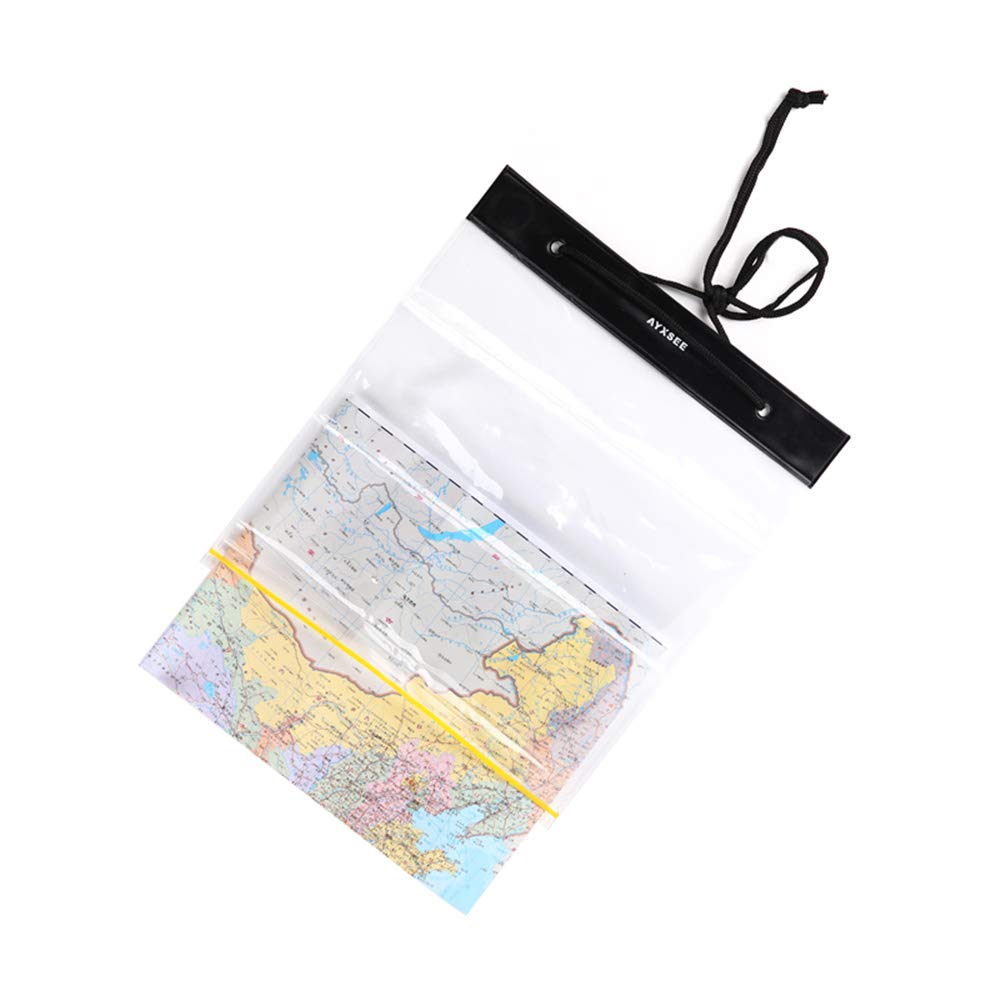 WILD FINDING Waterproof Map Case Holder, Watertight Map Carrier, Transparent Dry Bag Protector Pouch for Camping, Hiking, Documents, Electronics, Emergency, Outdoors