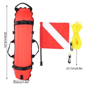 Scuba Buoy Dive Flag, Scuba Torpedo Buoy Diver Down Flag Buoy Scuba Diving Inflation Torpedo Buoy Signal Ball & Flag