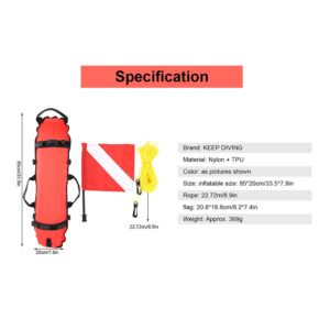 Scuba Buoy Dive Flag, Scuba Torpedo Buoy Diver Down Flag Buoy Scuba Diving Inflation Torpedo Buoy Signal Ball & Flag