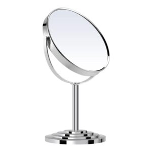 naysaye round tabletop vanity mirror - double sided makeup table mirror stand with 1x/4x magnifying (7-inch)