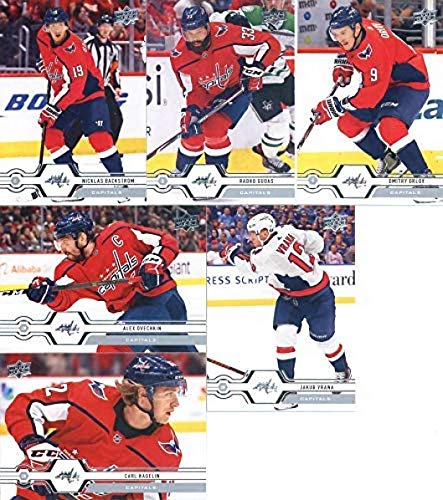 2019-20 Upper Deck Series 1 & 2 Veteran Washington Capitals Team Set of 13 Cards: Evgeny Kuznetsov(#59), Tom Wilson(#60), T.J. Oshie(#61), Lars Eller(#62), Michal Kempny(#63), John Carlson(#64), Braden Holtby(#65), Alexander Ovechkin(#310), Nicklas Backst