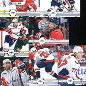 2019-20 Upper Deck Series 1 & 2 Veteran Washington Capitals Team Set of 13 Cards: Evgeny Kuznetsov(#59), Tom Wilson(#60), T.J. Oshie(#61), Lars Eller(#62), Michal Kempny(#63), John Carlson(#64), Braden Holtby(#65), Alexander Ovechkin(#310), Nicklas Backst