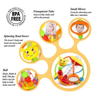 Yiosion Baby Rattles Toys Set, Infant Grab N Shake Rattle, Sensory Activity Ball, Development Learning Music Toy, Newborn First Birthday Gifts for 0 1 2 3 4 5 6 7 8 9 10 12 Month Babies Boy Girl