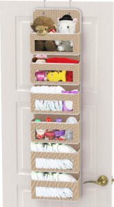 simple houseware over door/wall mount 6 clear window pocket organizer, beige