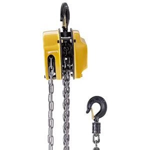 BestEquip Chain Hoist 4400lbs/2ton Chain Block Hoist Manual Chain Hoist 3m/10ft Block Chain Hand Chain Lifting Hoist w/Two Hooks Chain Pulley Tackle Hoist Winch Lifting Pulling Equipment Yellow