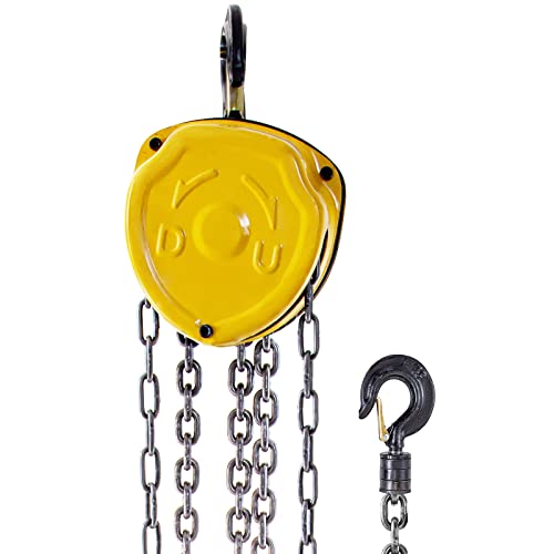 BestEquip Chain Hoist 4400lbs/2ton Chain Block Hoist Manual Chain Hoist 3m/10ft Block Chain Hand Chain Lifting Hoist w/Two Hooks Chain Pulley Tackle Hoist Winch Lifting Pulling Equipment Yellow