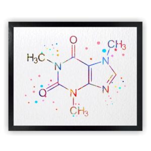 dignovel studios 8x10 unframed caffeine molecule chemical symbol watercolor art print poster housewarming wall giclee office home decor dn536