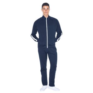 American Apparel Men's Interlock Long Sleeve Track Jacket, Navy/White, Large