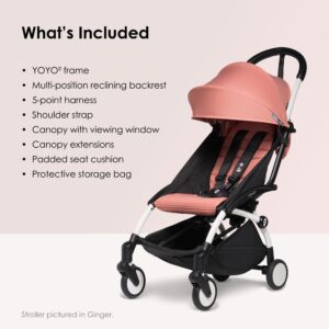 BABYZEN YOYO2 Stroller - Lightweight & Compact - Includes White Frame, Toffee Seat Cushion + Matching Canopy - Suitable for Children Up to 48.5 Lbs