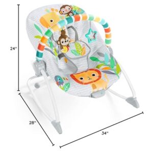 Bright Starts Safari Blast 2-in-1 Infant to Toddler Baby Rocker Seat with Soothing Vibration