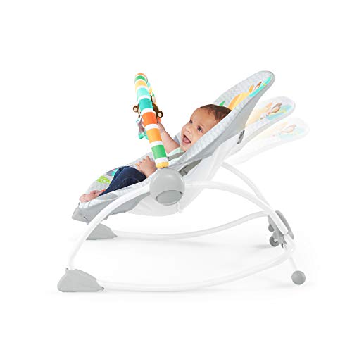 Bright Starts Safari Blast 2-in-1 Infant to Toddler Baby Rocker Seat with Soothing Vibration