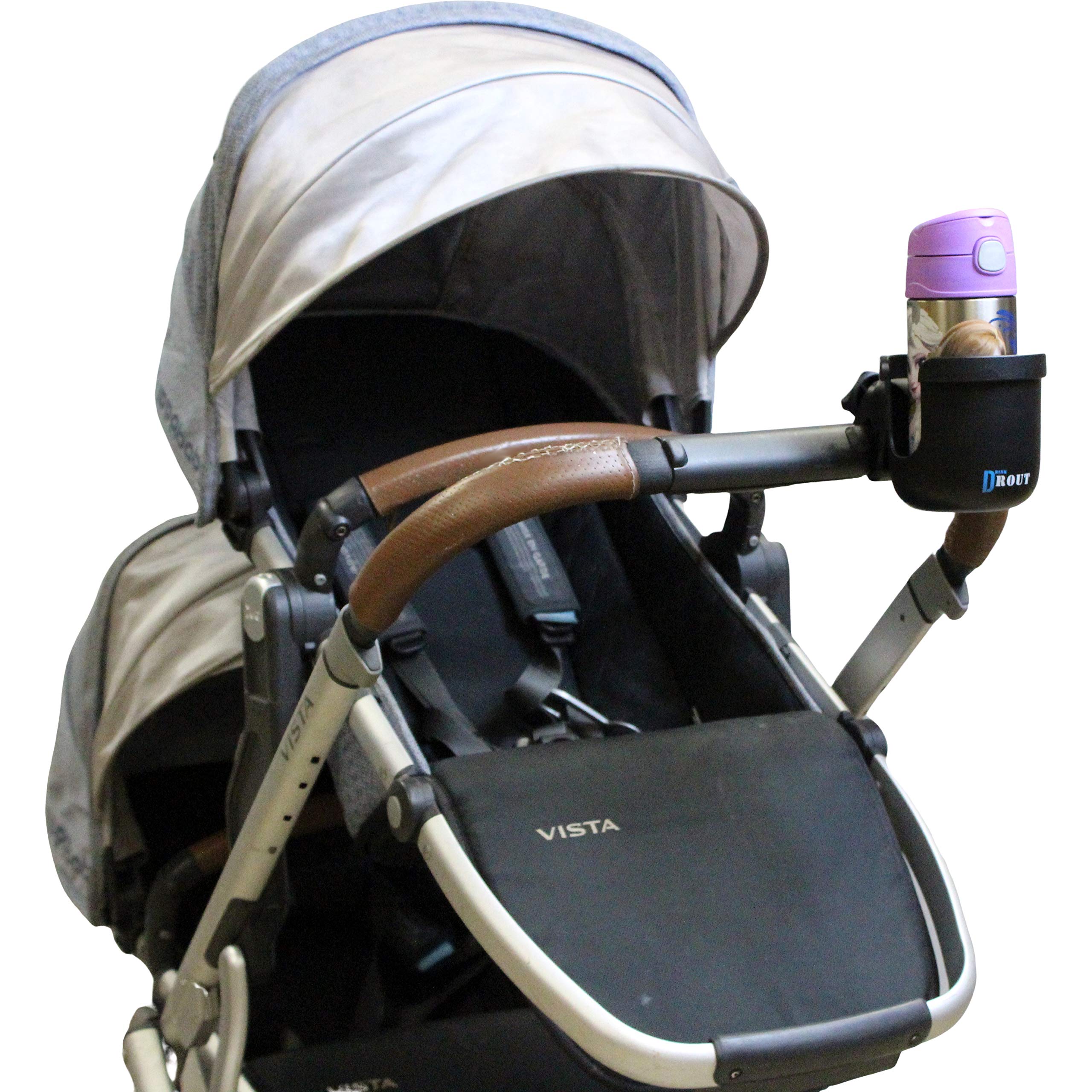 W4W Universal Stroller Cup Holder – Mega Strength Adjustable Clamp fits on Any Bike, Walker, Wheel Chair, Car – Large Adjustable Drink Holder fits Any Size Cup, Water Bottle, Can etc.