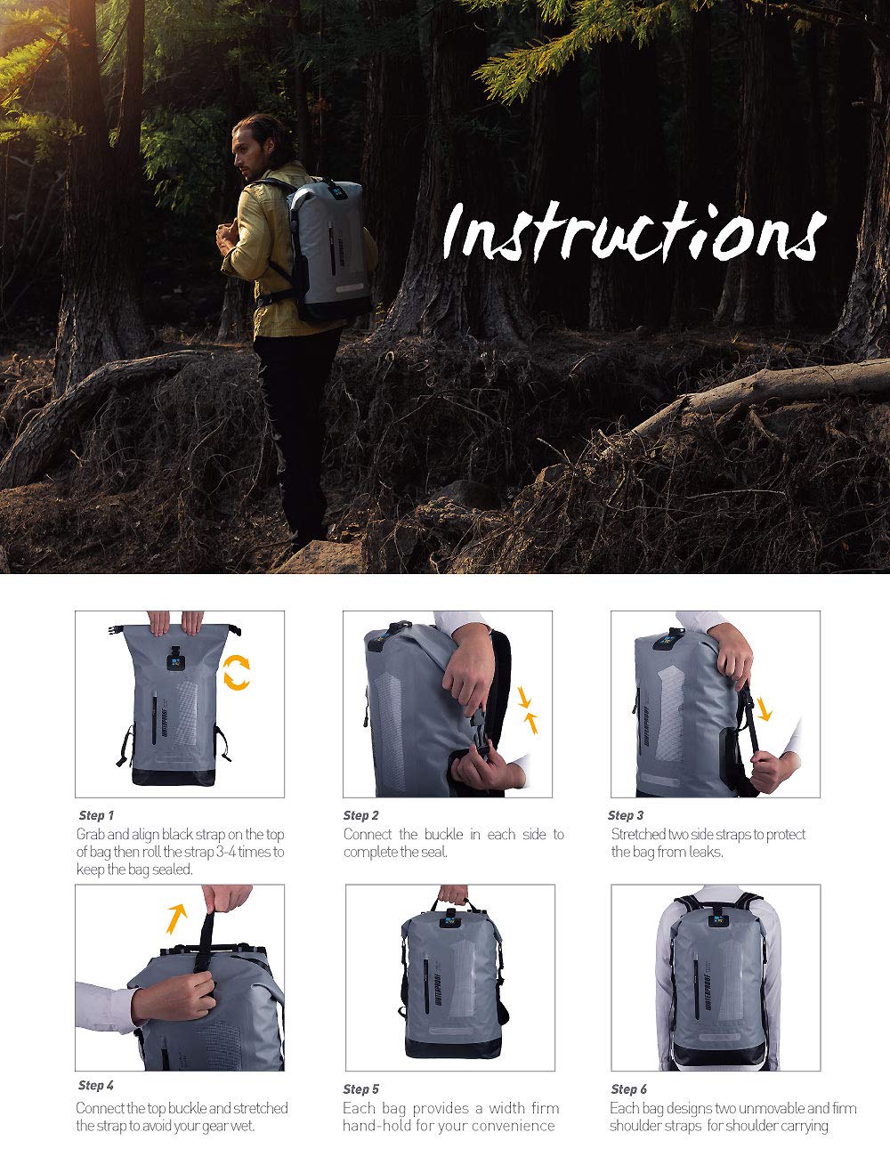 IDRYBAG Waterproof Backpack Dry Bag 20L/30L/40L, Floating Dry Backpack Waterproof for Men, Dry Sack Waterproof Bag for Backpacking Kayak