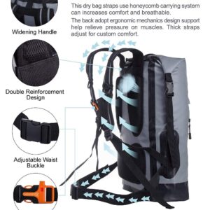 IDRYBAG Waterproof Backpack Dry Bag 20L/30L/40L, Floating Dry Backpack Waterproof for Men, Dry Sack Waterproof Bag for Backpacking Kayak