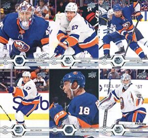 2019-20 upper deck series 1 & 2 veteran new york islanders team set of 12 cards: mathew barzal(#91), josh bailey(#92), casey cizikas(#93), cal clutterbuck(#94), leo komarov(#95), nick leddy(#96), semyon varlamov(#344), anders lee(#345), jordan eberle(#346