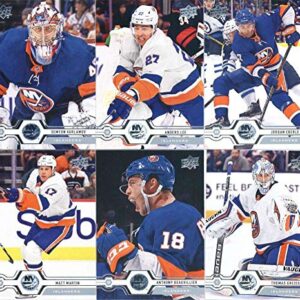 2019-20 Upper Deck Series 1 & 2 Veteran New York Islanders Team Set of 12 Cards: Mathew Barzal(#91), Josh Bailey(#92), Casey Cizikas(#93), Cal Clutterbuck(#94), Leo Komarov(#95), Nick Leddy(#96), Semyon Varlamov(#344), Anders Lee(#345), Jordan Eberle(#346