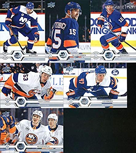 2019-20 Upper Deck Series 1 & 2 Veteran New York Islanders Team Set of 12 Cards: Mathew Barzal(#91), Josh Bailey(#92), Casey Cizikas(#93), Cal Clutterbuck(#94), Leo Komarov(#95), Nick Leddy(#96), Semyon Varlamov(#344), Anders Lee(#345), Jordan Eberle(#346