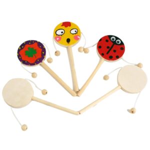 Exceart 8Pcs Unfinshed Wood Toys Wooden Rattle Toy Rattle Drum Toy DIY Painting Craft with Pigment and Pen for Kids Girl Child