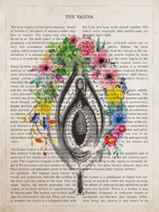 vagina with flowers anatomy print, obstetrician gift, gynecology student graduation, gynecologist office decor, obgyn, vulva medical decor - unframed