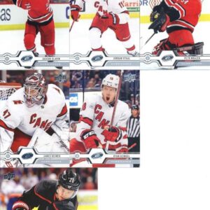 2019-20 Upper Deck Series 1 & 2 Veteran Carolina Hurricanes Team Set of 12 Cards: Andrei Svechnikov(#53), Teuvo Teravainen(#54), Warren Foegele(#55), Nino Niederreiter(#56), Dougie Hamilton(#57), Brett Pesce(#58), Sebastian Aho(#304), Ryan Dzingel(#305),