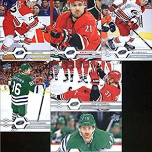 2019-20 Upper Deck Series 1 & 2 Veteran Carolina Hurricanes Team Set of 12 Cards: Andrei Svechnikov(#53), Teuvo Teravainen(#54), Warren Foegele(#55), Nino Niederreiter(#56), Dougie Hamilton(#57), Brett Pesce(#58), Sebastian Aho(#304), Ryan Dzingel(#305),